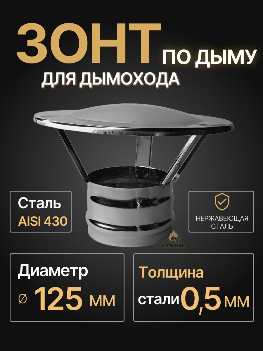 Зонт для дымохода мама D 125 мм 0,5/430 нерж "Прок"