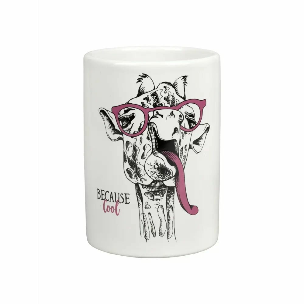 Стакан для зубных щёток Happy Giraffe керамика цвет белый