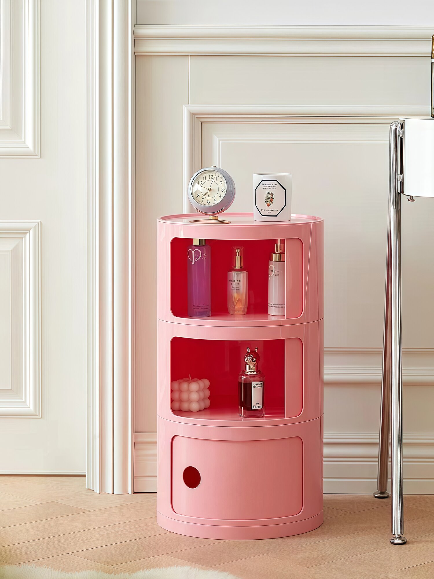 Прикроватная тумба, ABS-пластик, напольная, 3 ящика, 100 кг, 32 см x 30 см x 58 см, розовая