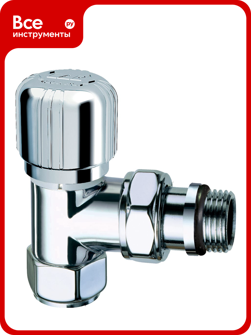 Термостатический вентиль FAR угловой TOP LINE серебряный, профессиональный, латунный корпус, система