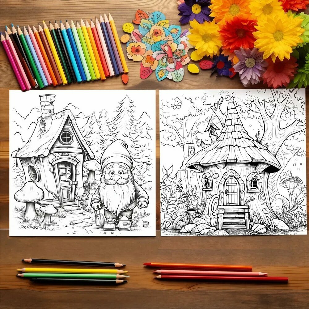 Книжка-раскраска в стиле гномов, Альбом для рисования Гном, высокое качество Книга каракулей 20 см*20 см, подходит для раскрашивания как взрослыми, так и детьми