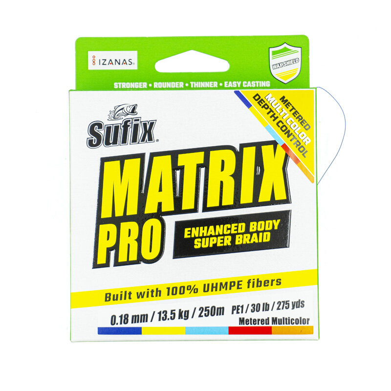 Леска плетеная SUFIX Matrix Pro разноцветная 250 м 0.18 мм 13,5 кг