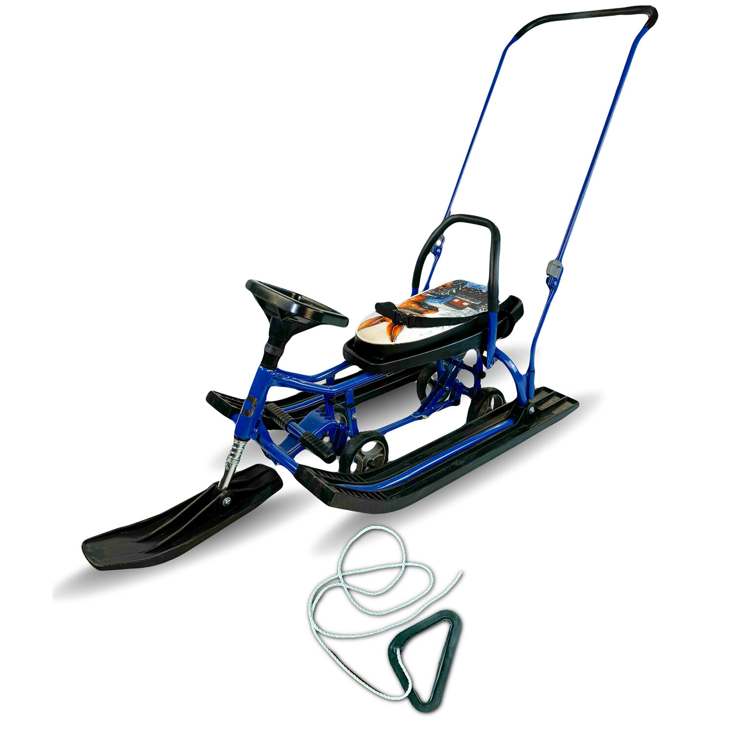 Снегокат детский 109 "Wheel" с П-образным толкателем и колесной базой (Мышонок)