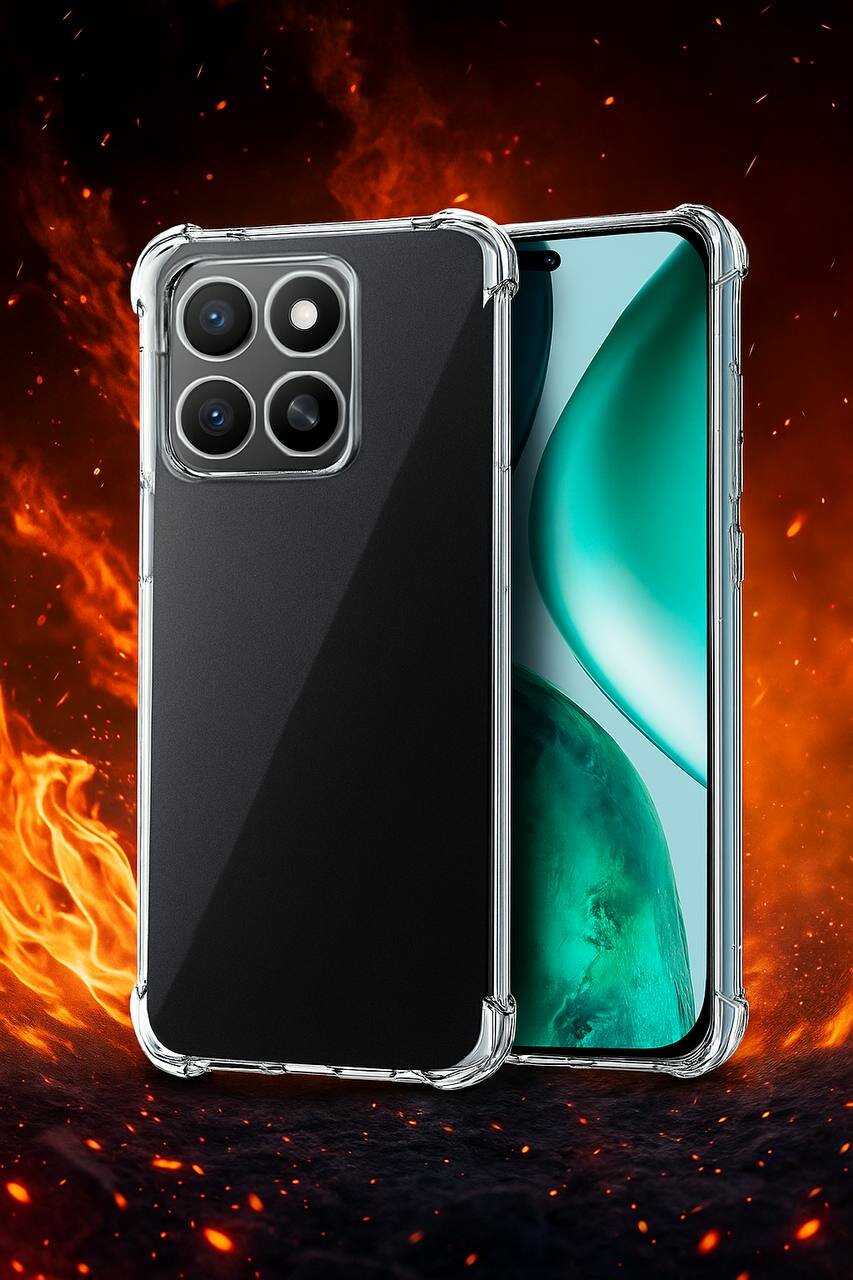 Прозрачный силиконовый чехол Honor X8c (для Хонор X8c), Противоударный, Защита камеры, Мягкий, гибкий, усиленные углы