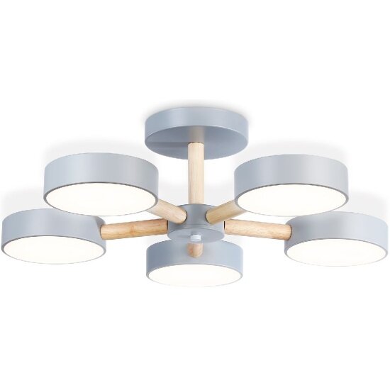 Подвесной светодиодный светильник с пультом Ambrella Light FL4826/5 GR серый 3000K-6400K 65W D580*160 (ПДУ ИК)