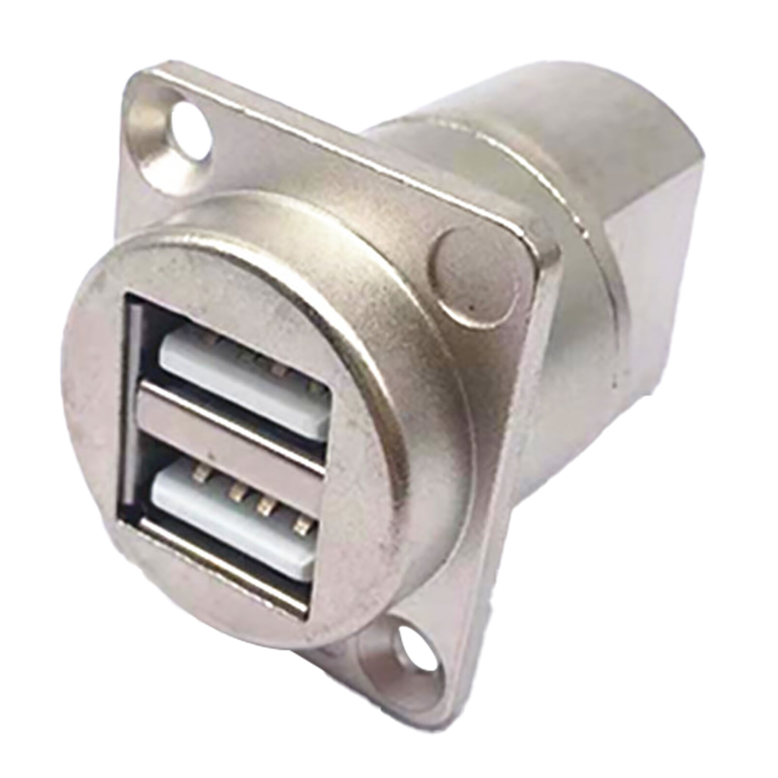 Разъем USB для монтажа на панель, гнездо-гнездо, два порта, стабильная передача данных, разъем USB типа D для панели шкафа 86, серебристый корпус