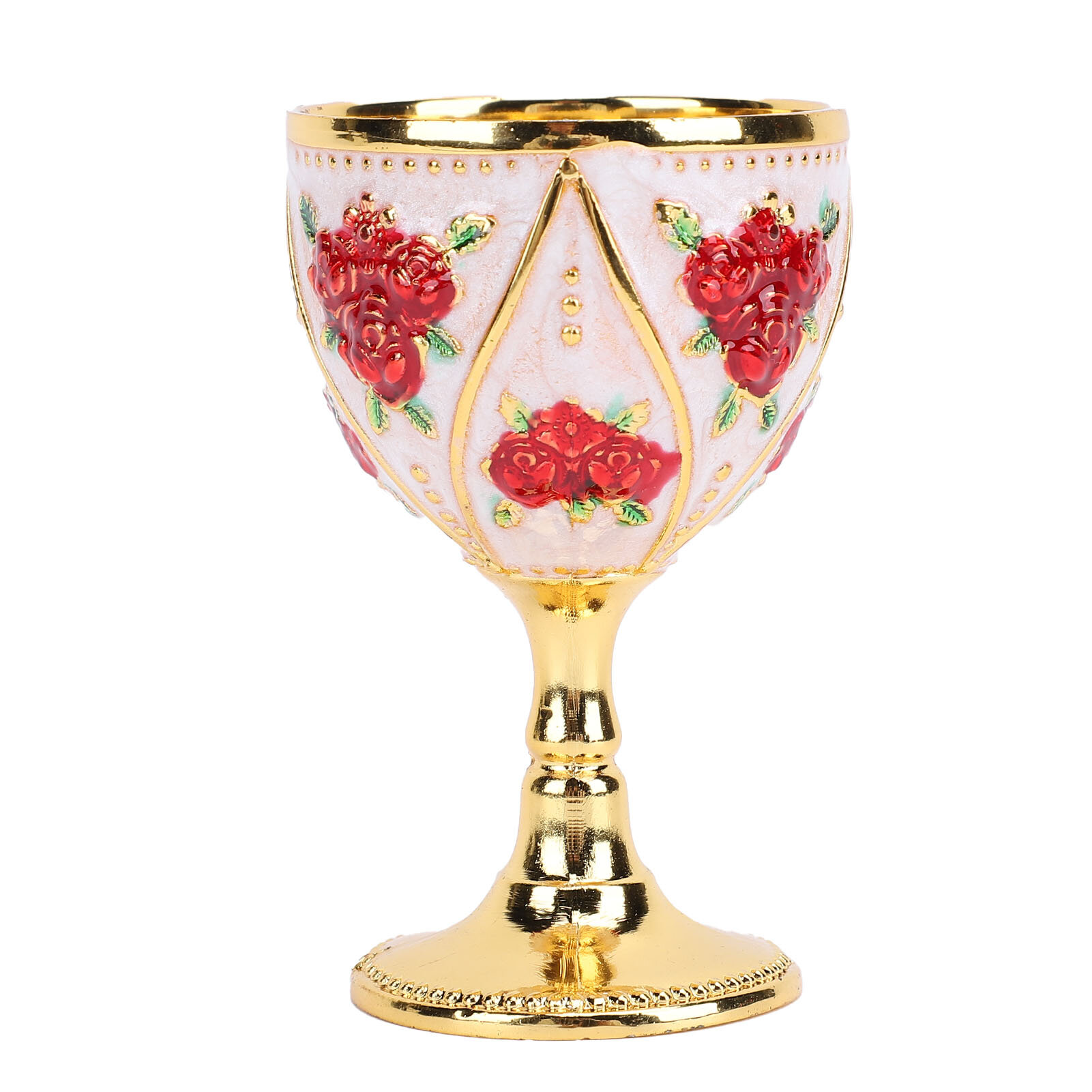 Бокал для вина из сплава 30 мл в европейском стиле, высококачественный, для домашнего использования, винтажный металлический, с узором розы, полностью белый с красным цветком