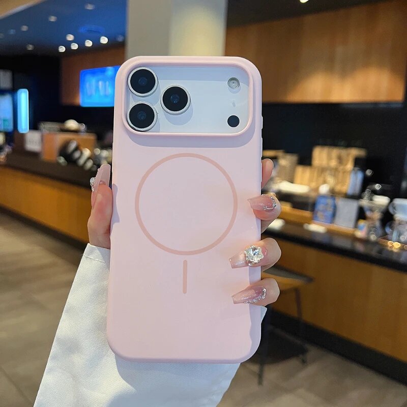 Новый Жидкий силиконовый чехол для iPhone 17 Pro Max, Air 16, 15 Plus, iPhone17 Про, Розовый, Pink