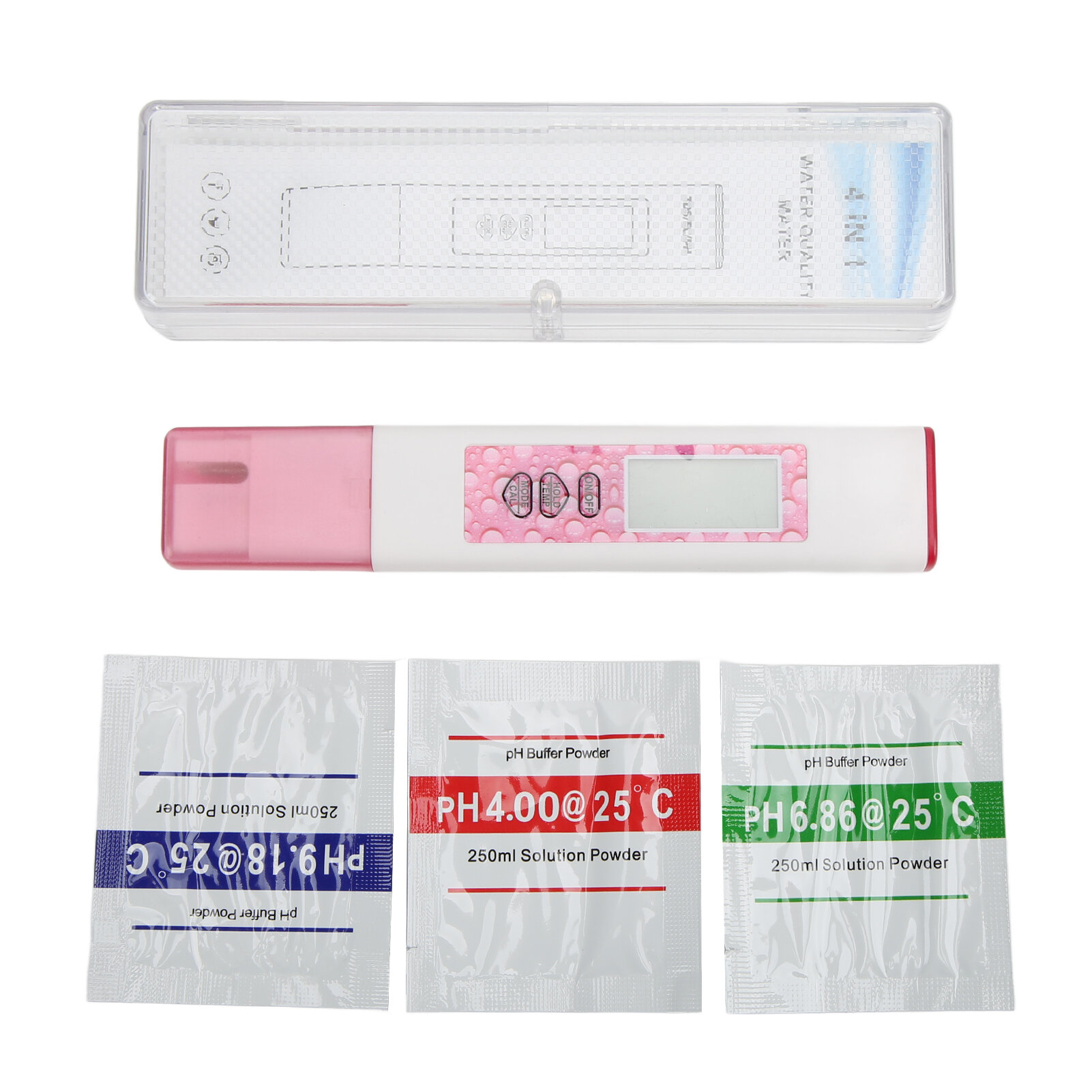 Тестер воды 4 в 1, pH метр, TDS метр, четкий дисплей с подсветкой, цифровой, для аквариума, бассейна, розовый