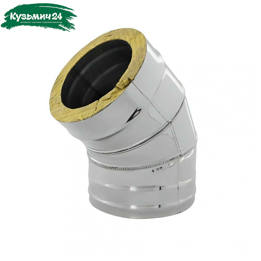 Отвод (колено) дымохода d 135х220 мм, угол 135 гр, сталь, сэндвич-конструкция