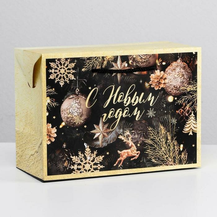 !09 Пакет-коробка «Новогодняя ночь», 28 × 20 × 13 см.