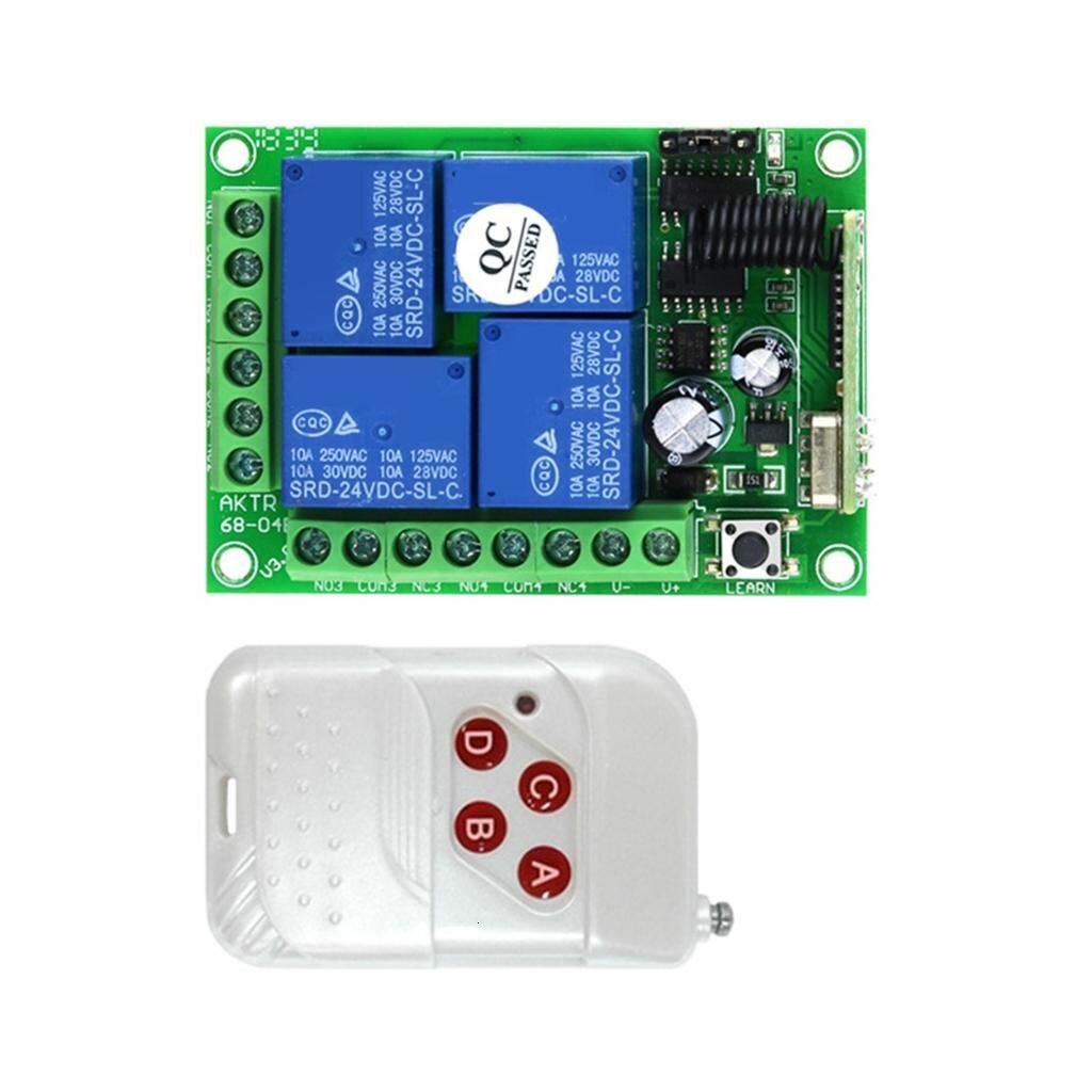 12V 24V 4-канальный беспроводной пульт ДУ для света и замков 433МГц, 12V - 1 пульт дистанционного управления