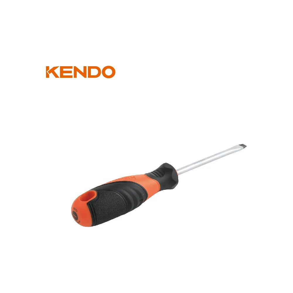 Отвертка KENDO SL6,5х200 мм 20113 прямая рукоять из двухкомпонентного пластика намагниченный CrV наконечник — фото 1