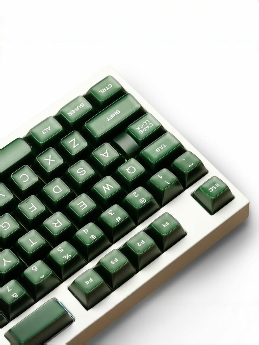Кейкапы для механической клавиатуры - зеленый камень, 142 клавиш, двойное литье PBT, RSA профиль
