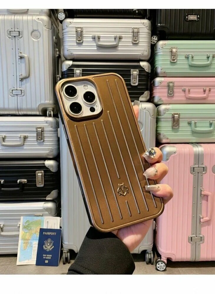 Чехол-накладка RIMOWA для iPhone 15 Pro Max, алюминий, дизайн как у чемодана