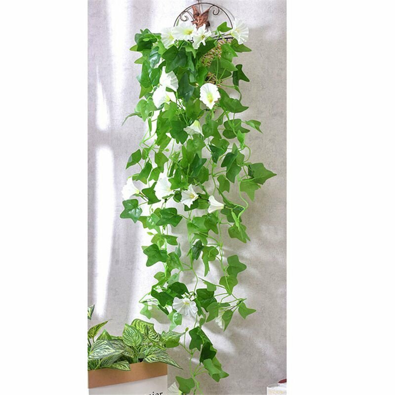 Искусственные цветы morning glory шелковые 39,37 дюймов для декора дома и сада, белый