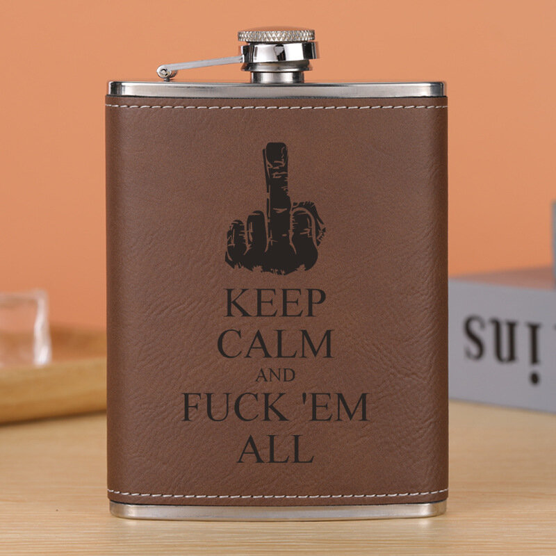 Кросс-бордерная русская фляга из нержавеющей стали 304 объемом 8 унций, портативная бутылка для вина с чехлом из PU кожи и лазерной печатью логотипа