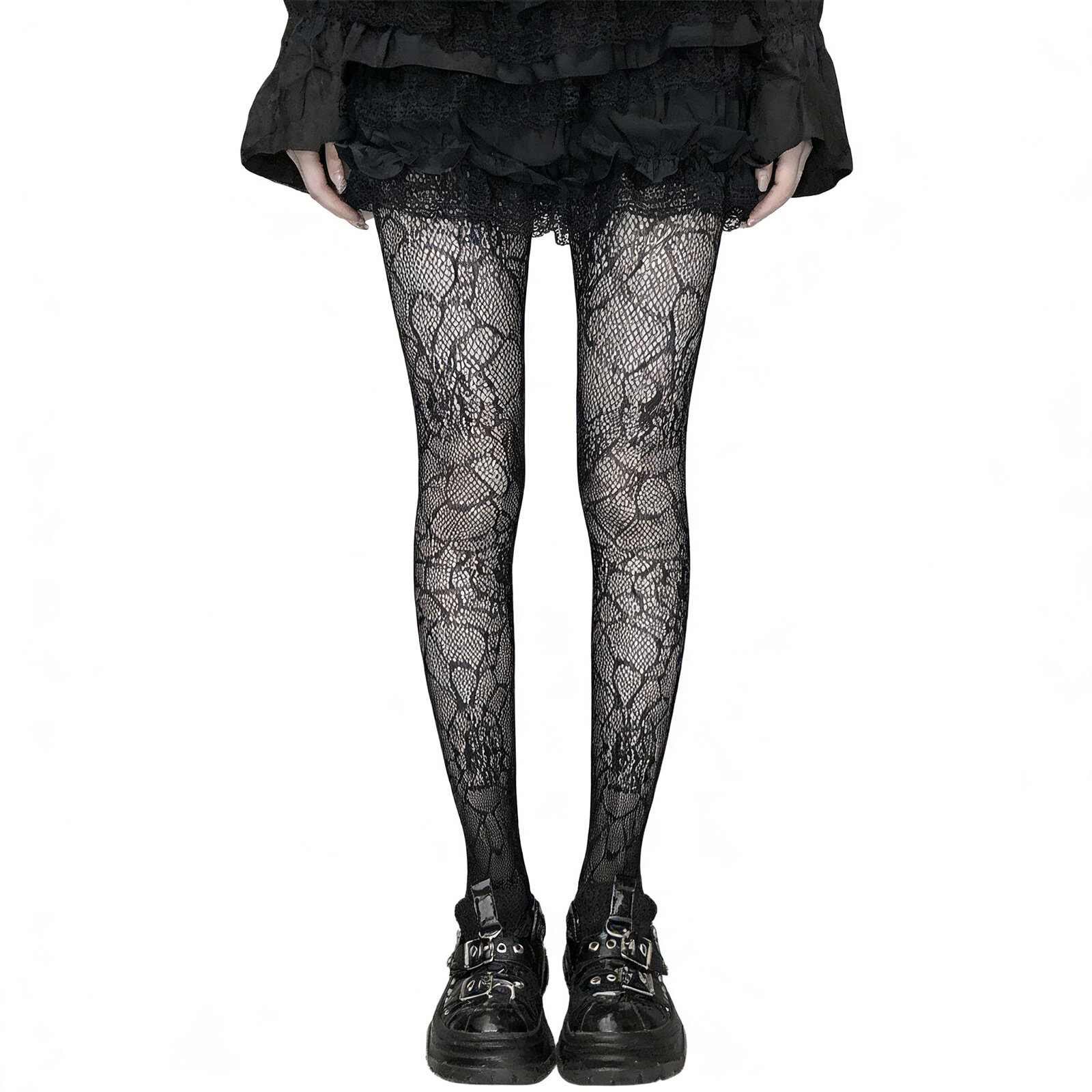 Готические Женские Черные Сетчатые Колготки В Сеточку, Колготки С Рисунком Паутины, Чулки