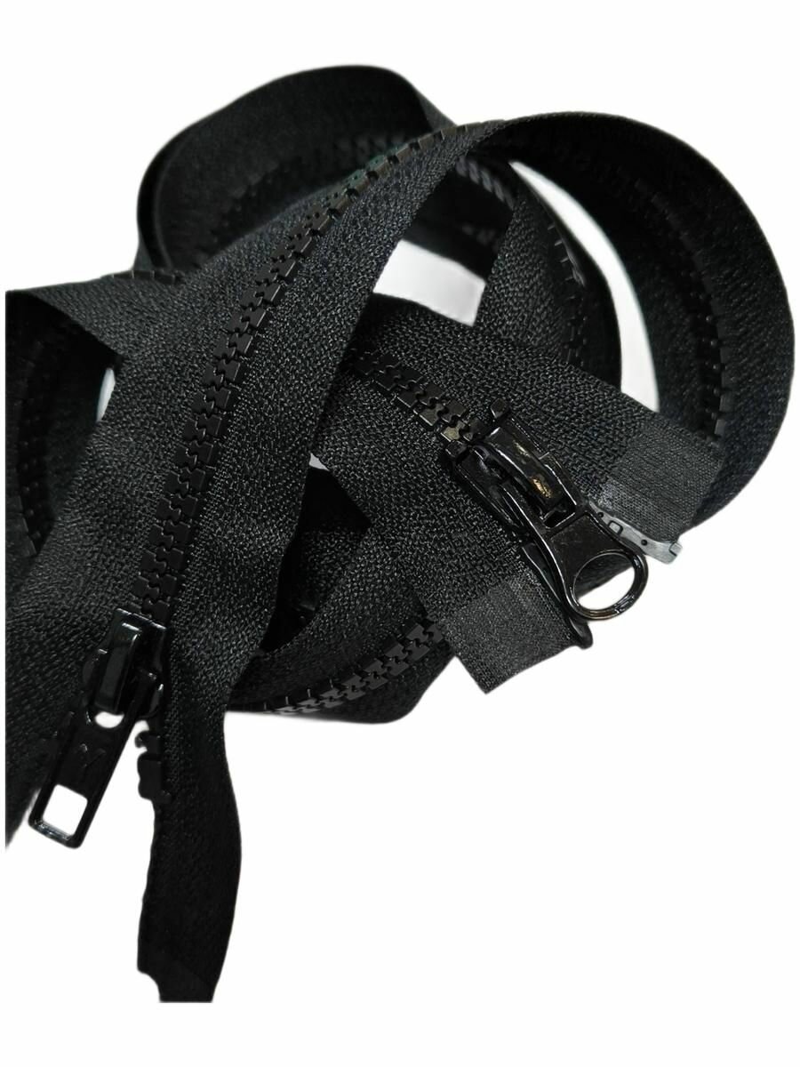 Молния тракторная , курточная , разъемная 70 см 2 замка черная