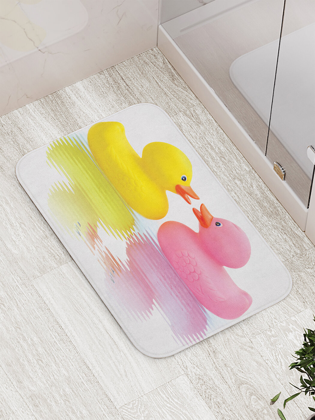 Коврик для ванной комнаты, туалета "Милые утята" противоскользящий, 52х77 см, JoyArty