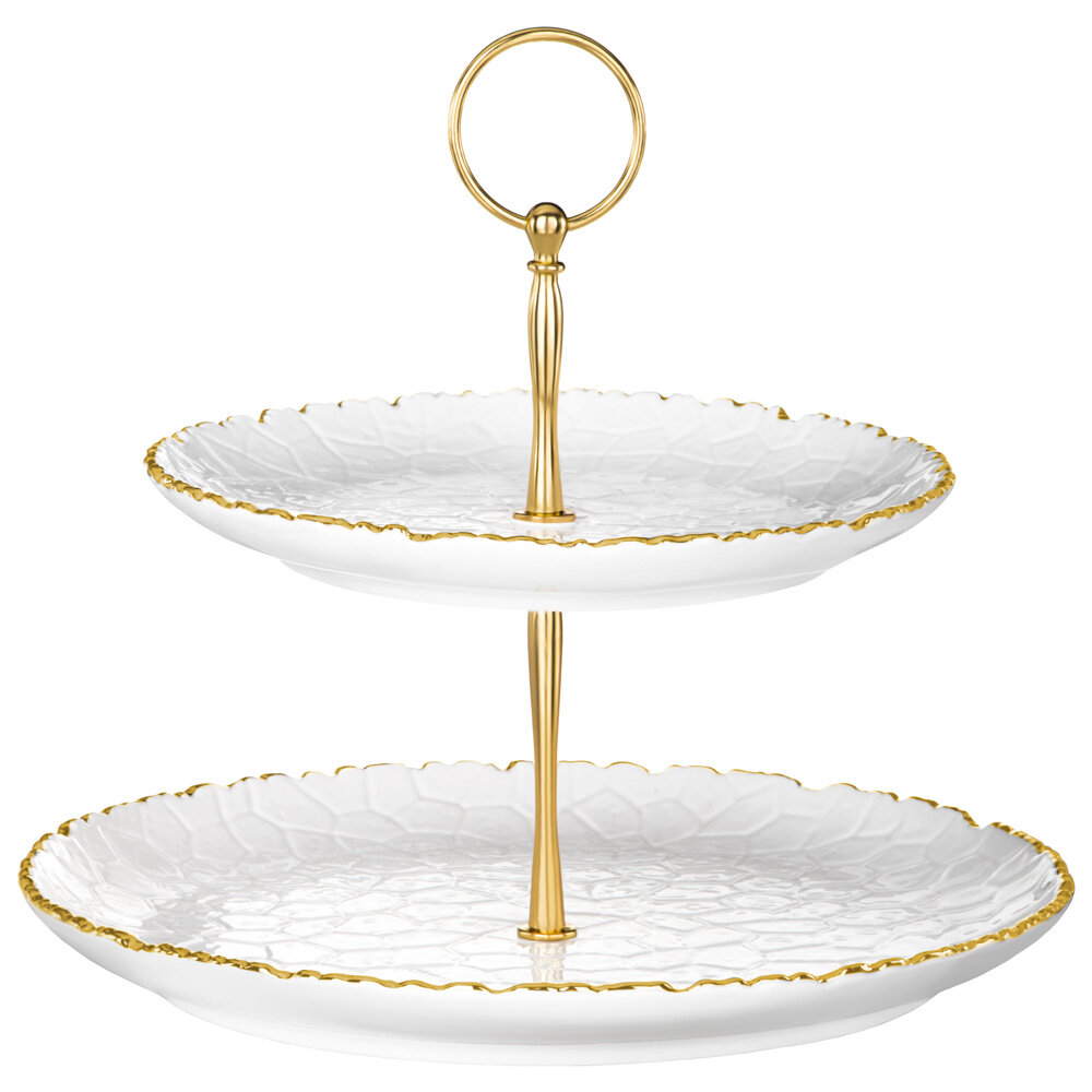 Блюдо двухъярусное lefard charm 19*2,5 см/26*2,5 см (с золотой линией) KSG-779-358