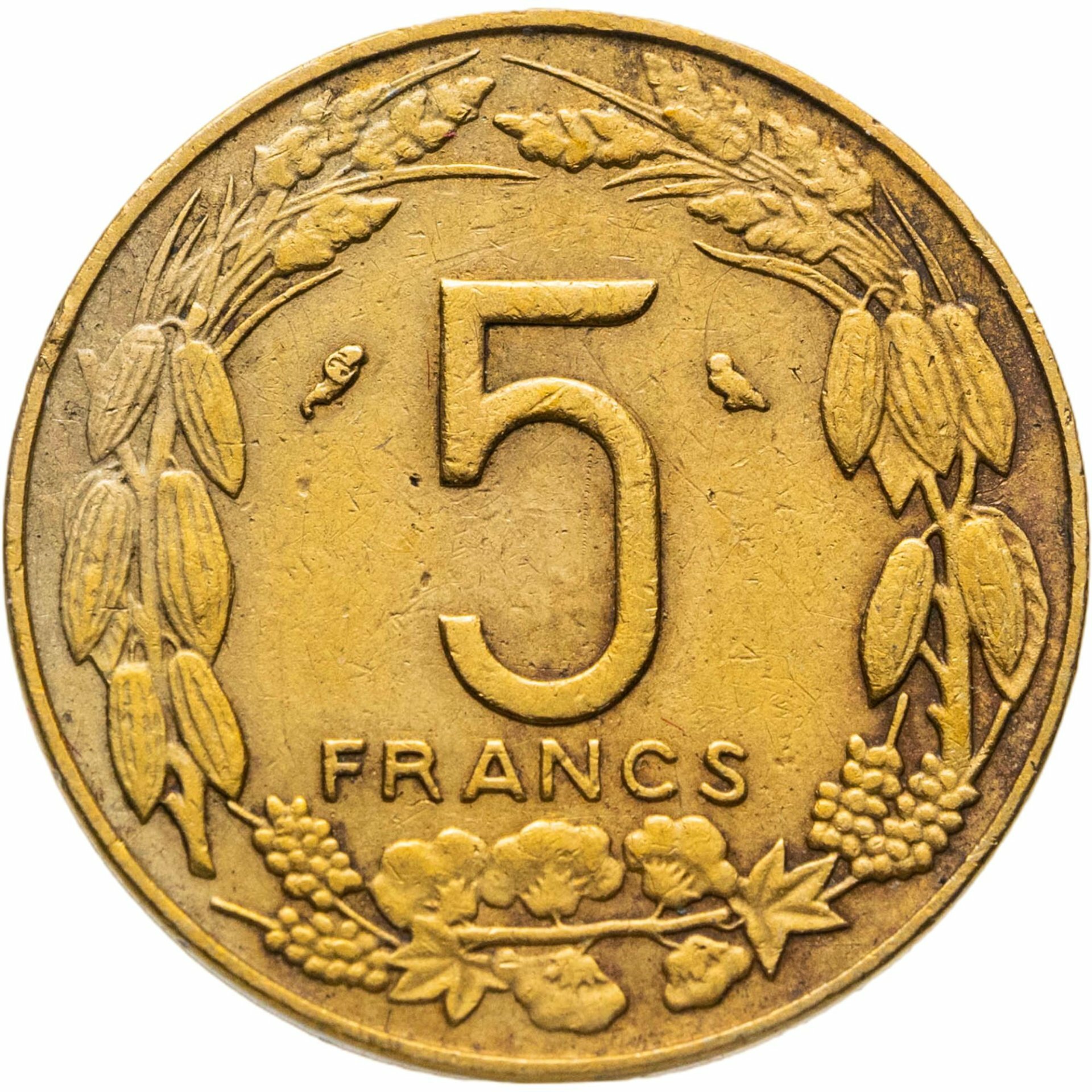 Экваториальная Африка и Камерун 5 франков francs 1970, Бронза, в сохранности VF