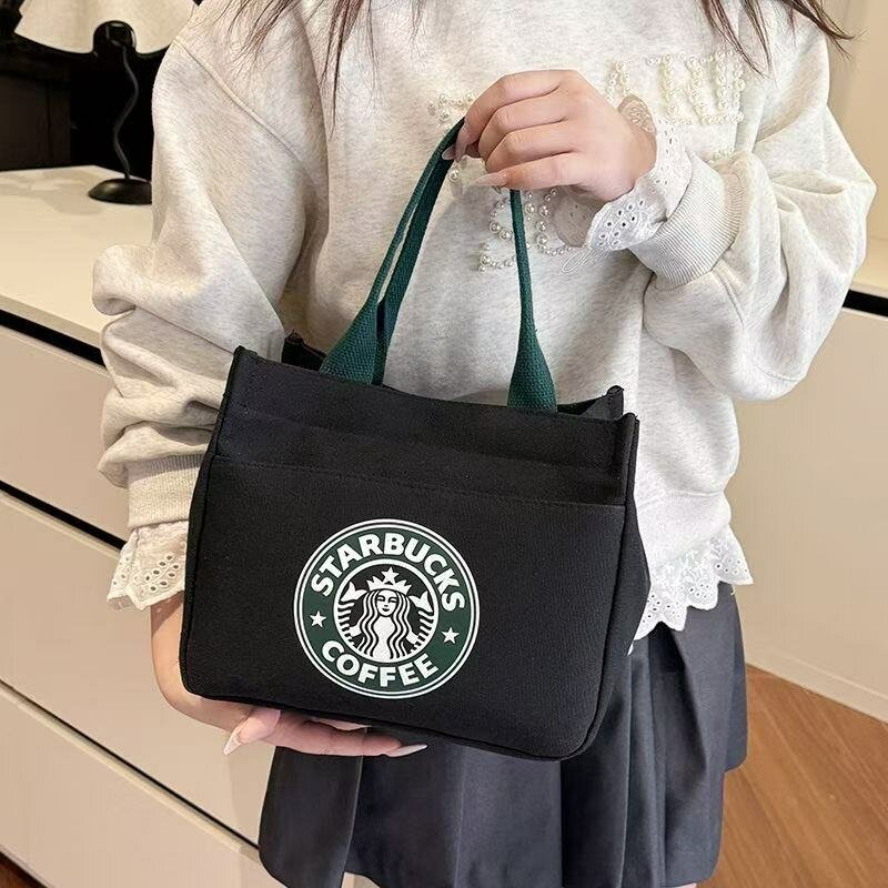Термосумка Starbucks с 3-слойной изоляцией для еды и напитков, двойная молния, 5 цветов, ткань Оксфорд，чёрный