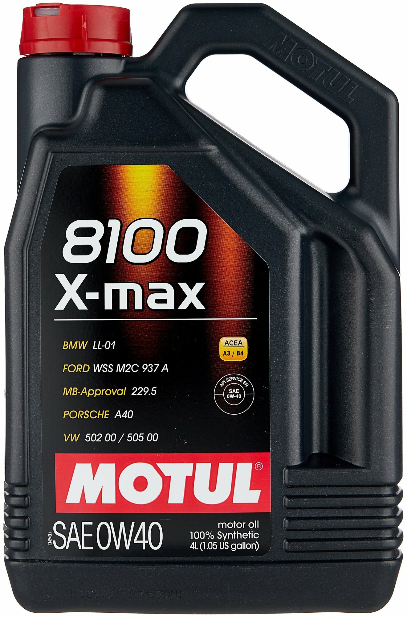 Масло моторное MOTUL 8100 X-max 0W40 API SN/CF, ACEA A3/B4 синт. (4л) 104532