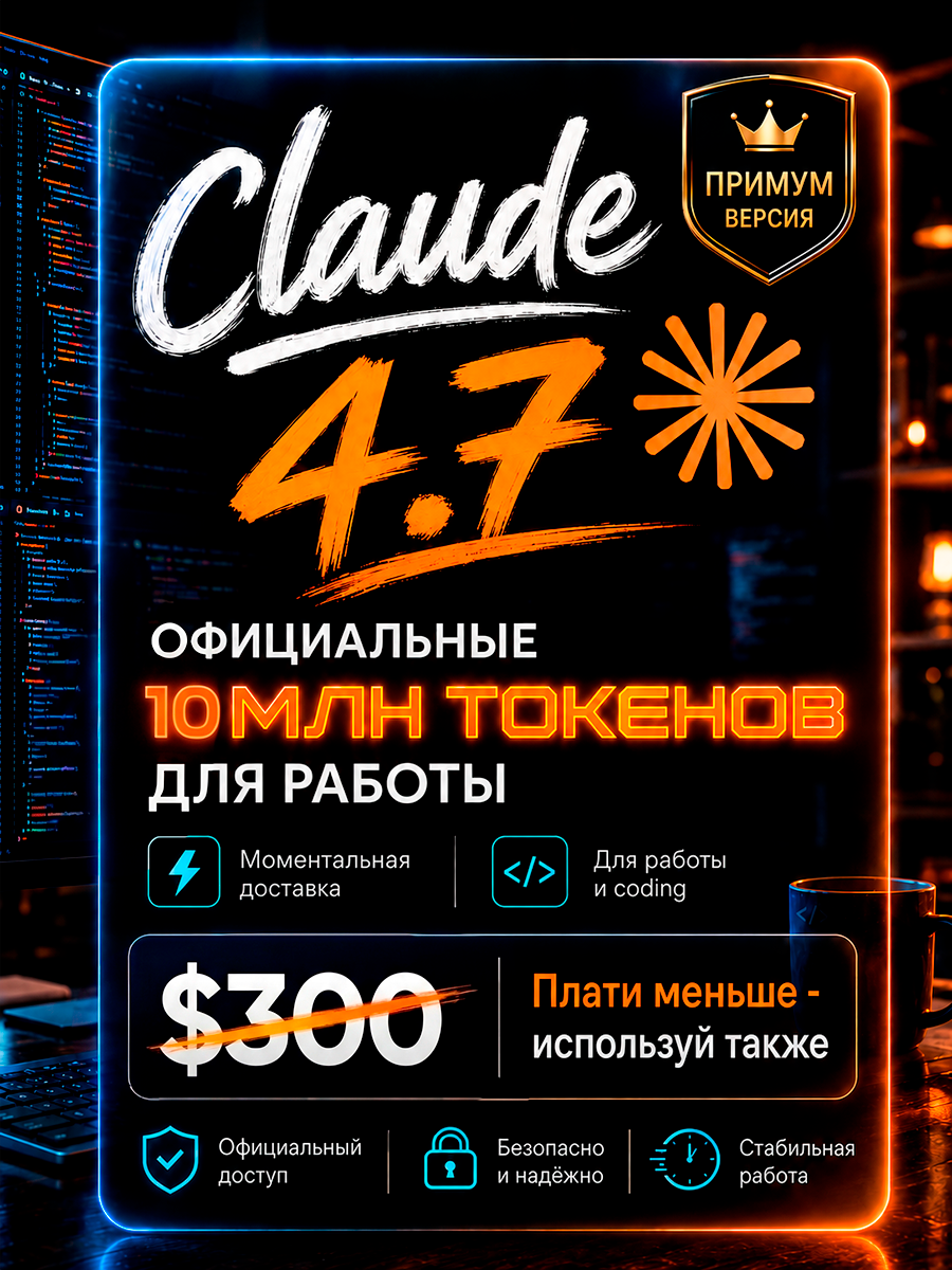 Claude Opus 4.8 API-ключ 10 МЛН токенов | Официальный API ключ для Claude 10 млн токенов