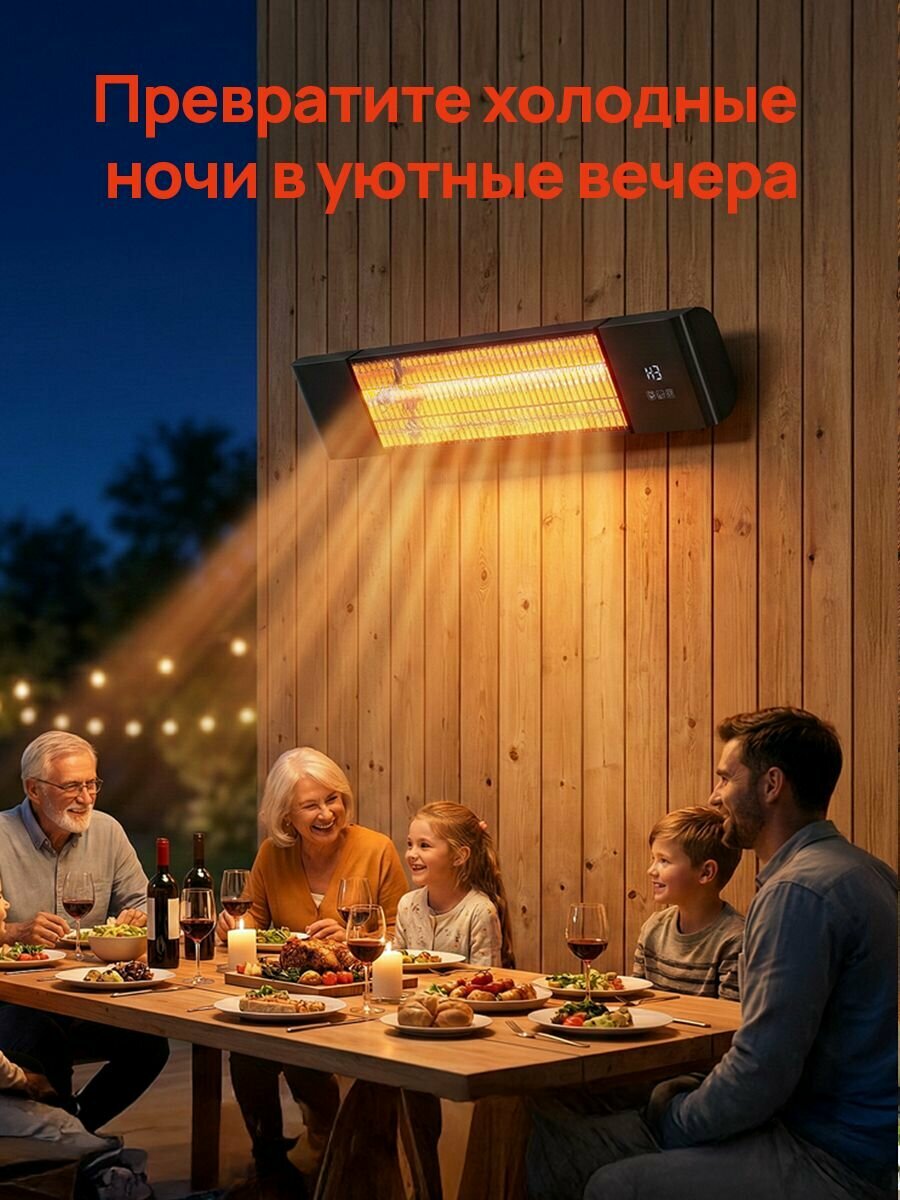 Электрический инфракрасный обогреватель с углеродным (карбоновым) нагревательным элементом, макс. мощность 1500 Вт.