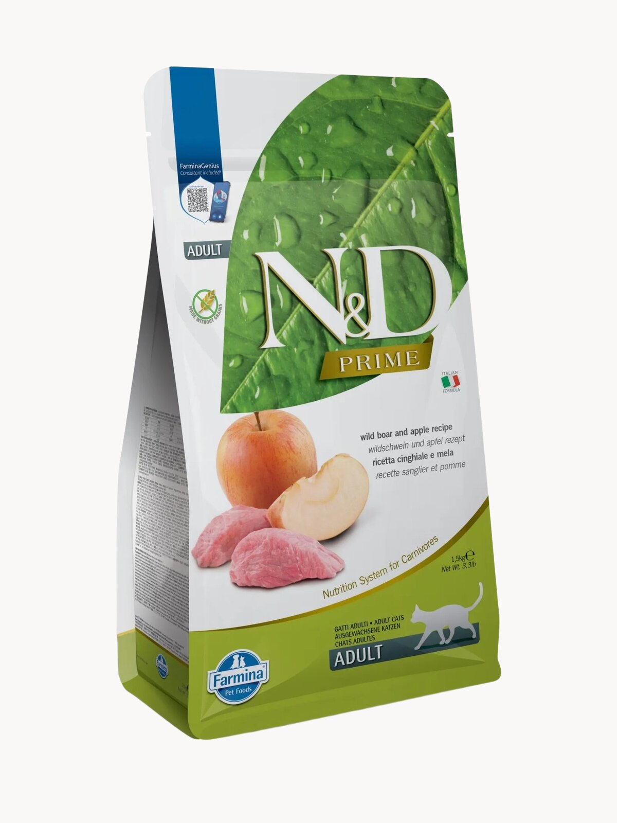 Cухой корм для кошек Farmina 1,5кг N&D Prime Прайм дикий кабан с яблоком Для взрослых кошек