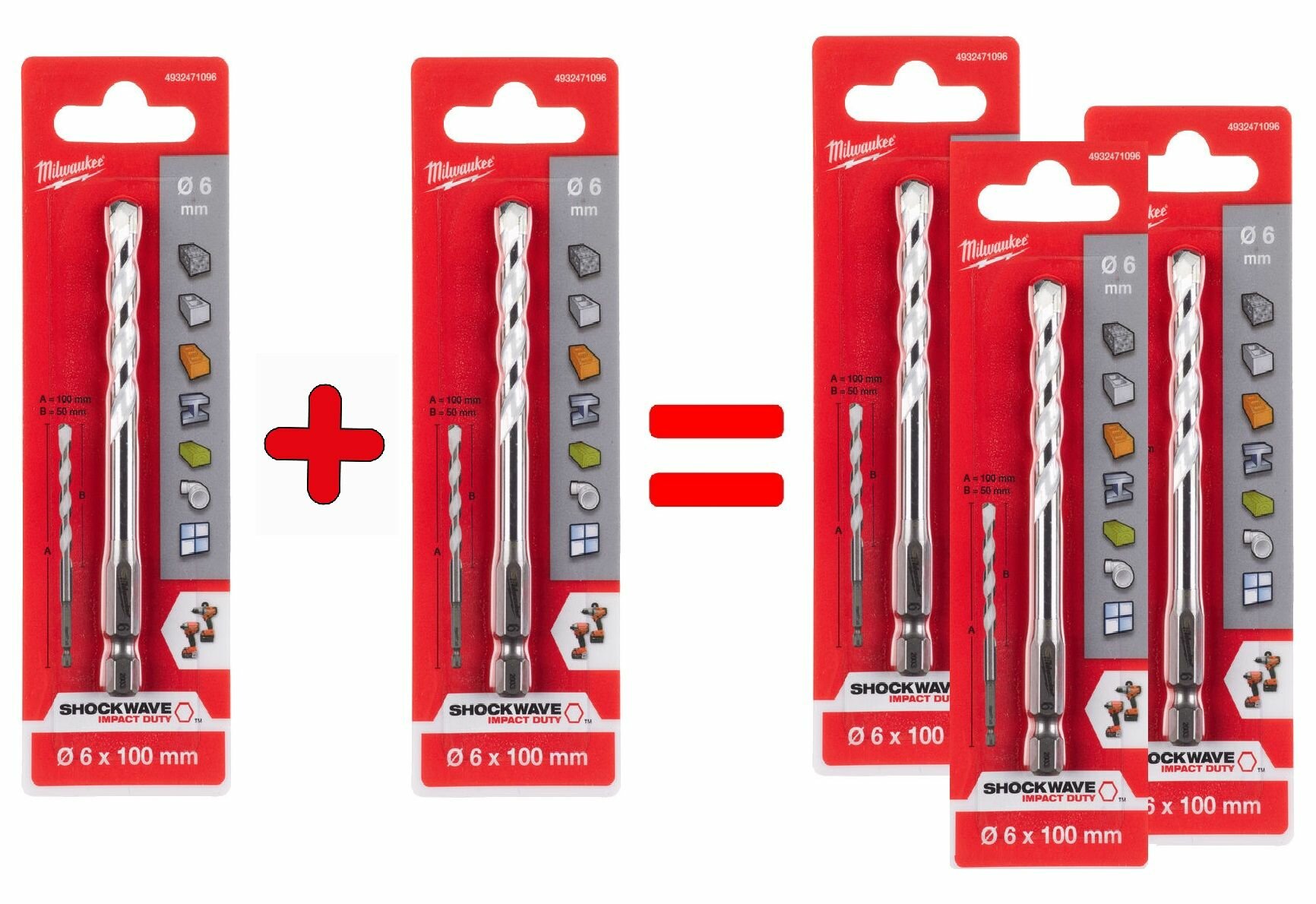 Сверло по мультиматериалам Milwaukee SHOCKWAVE 6x100 мм (3шт.)