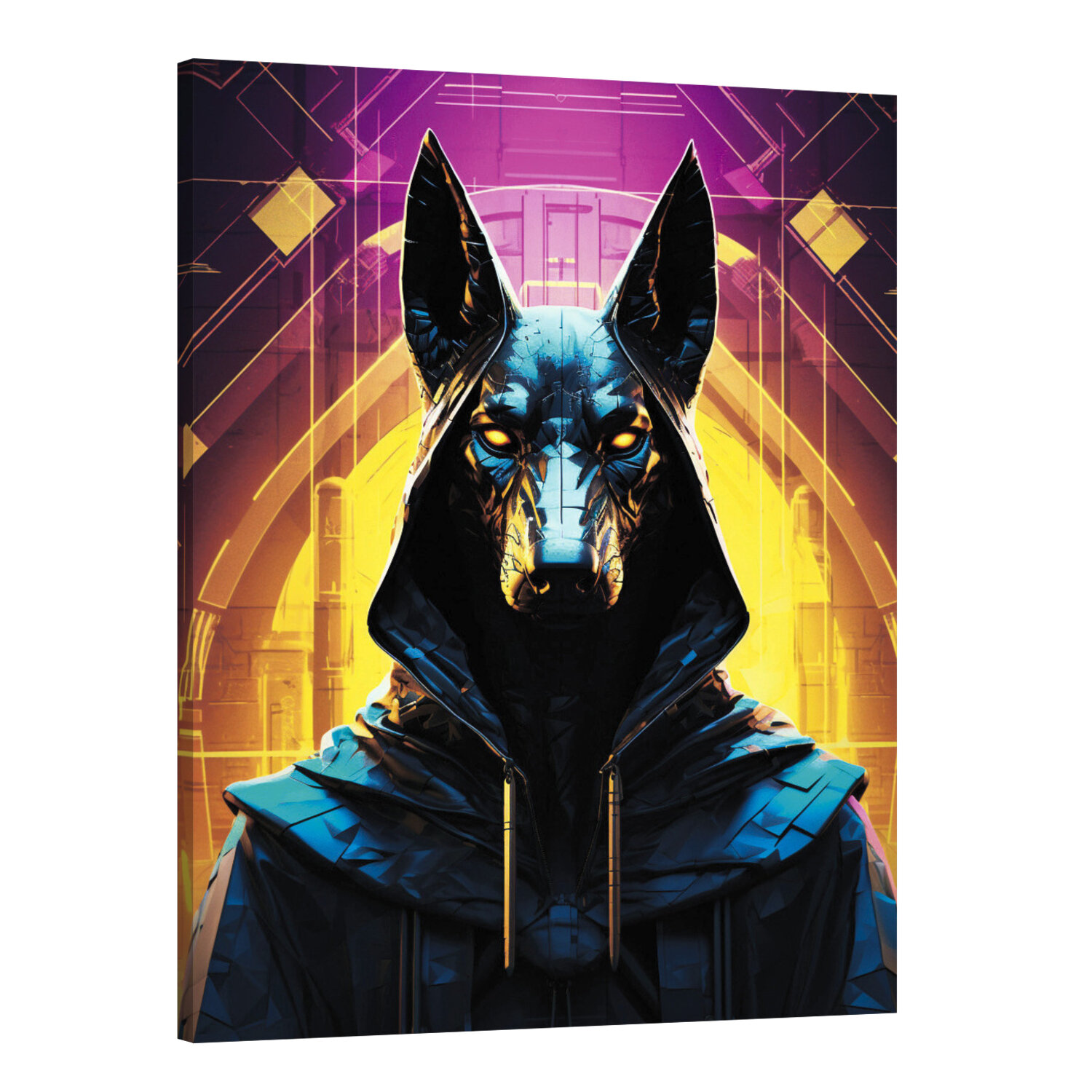 Интерьерная картина 50х70 "Анубис: проводник в мир загробной жизни"