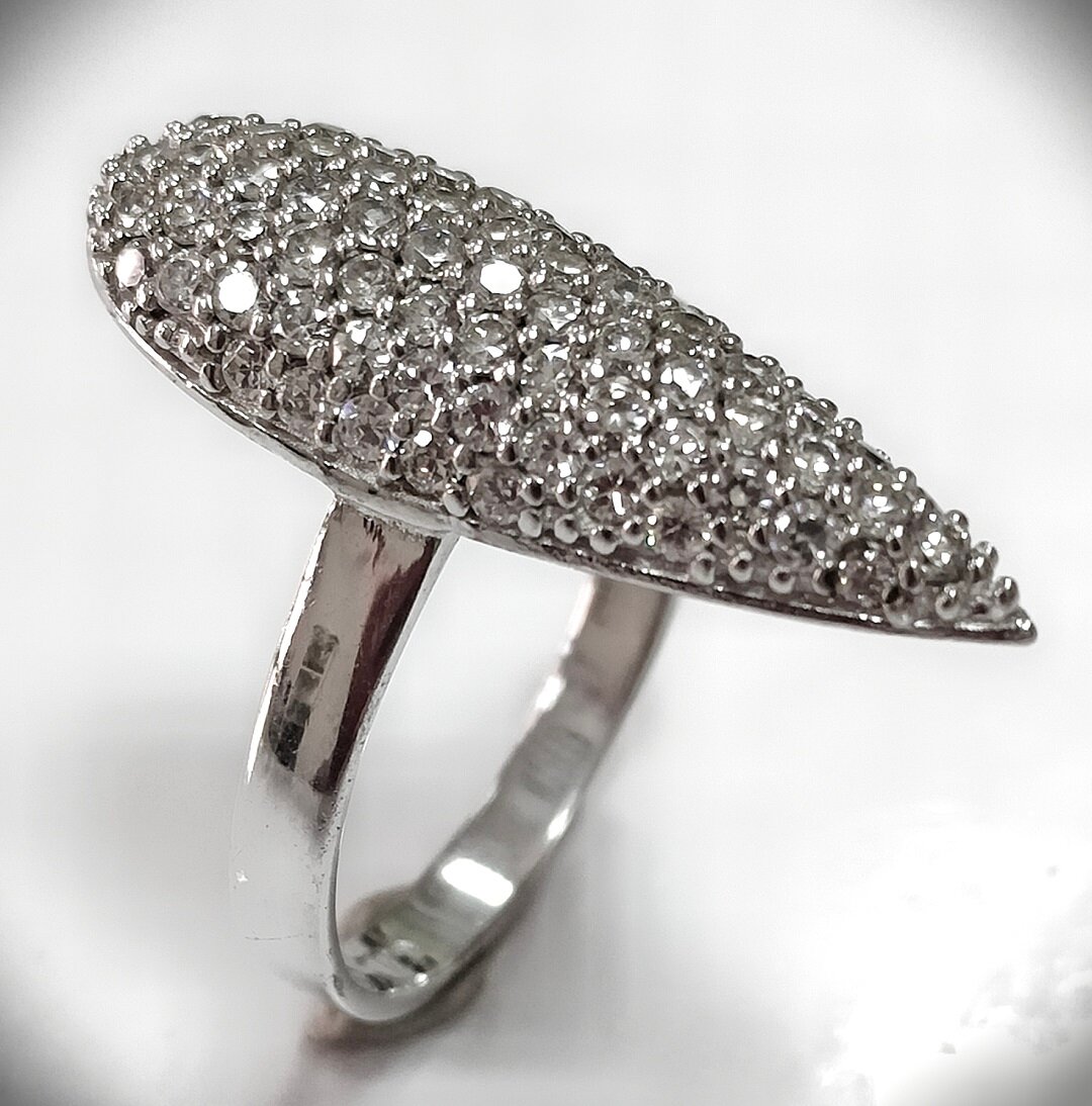 Кольцо, серебро, 925 проба, родирование, фианит