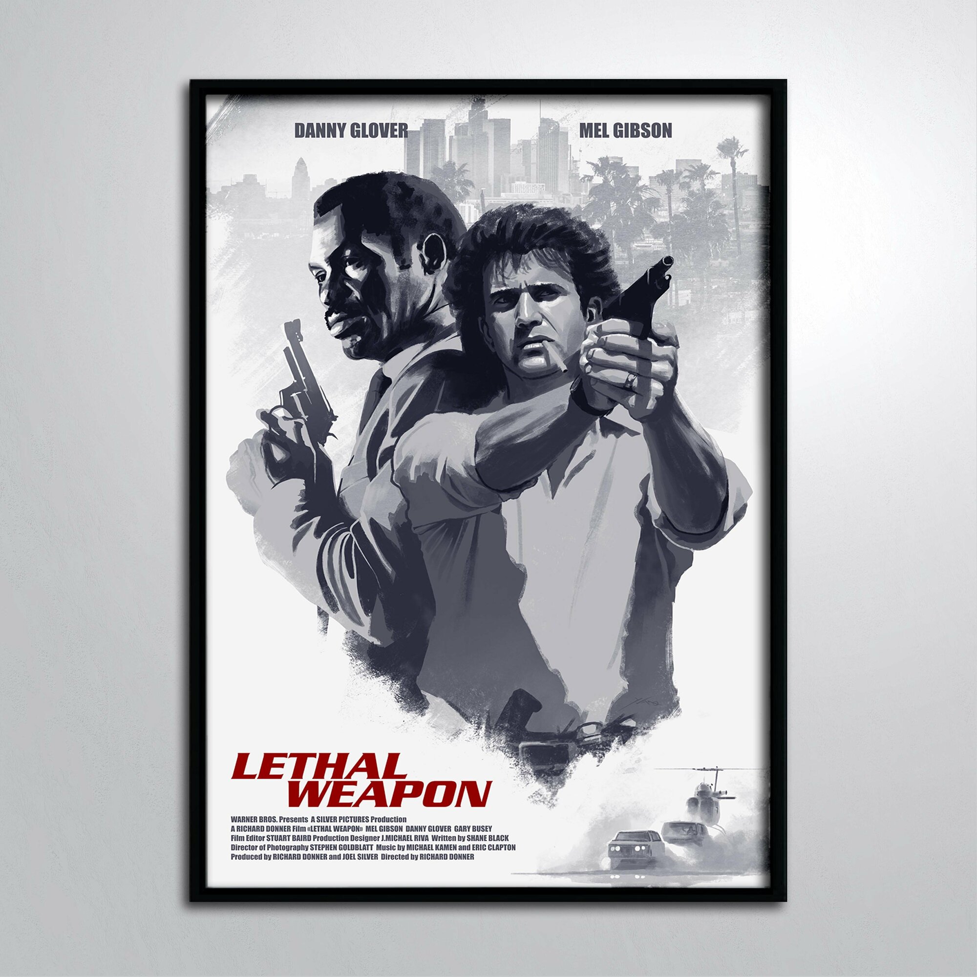Постер в раме/Смертельное оружие Мэл Гибсон Дэнни Гловер Арт Lethal Weapon