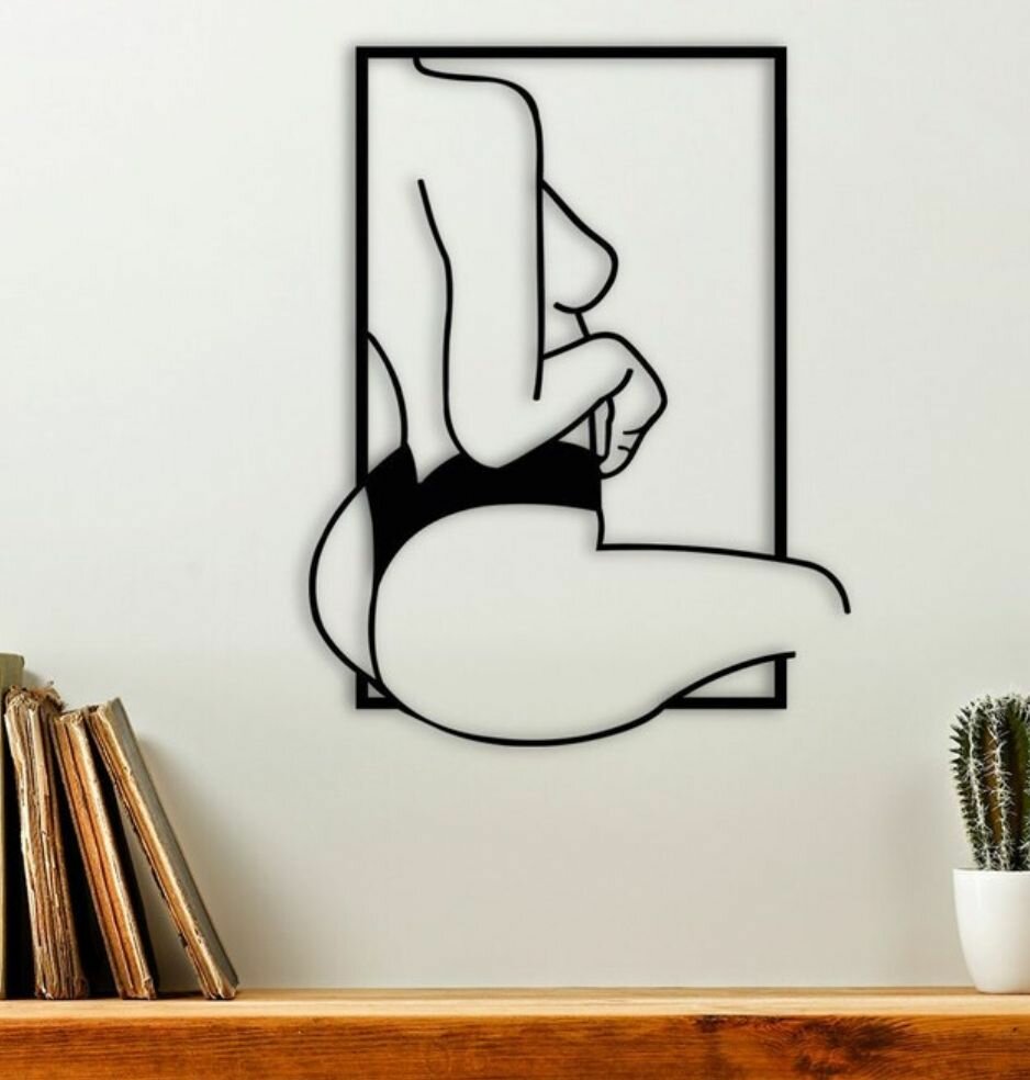 Панно 60х45 см "Эстетика Девушка" декоративное настенное чёрное, декор на стену, картина