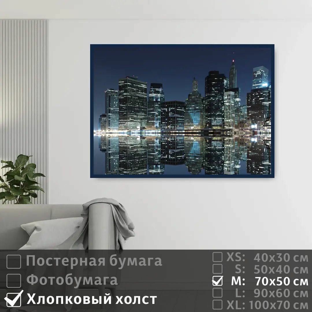 Постер на холсте Небоскребы Манхэттена 70х50 см ПолиЦентр