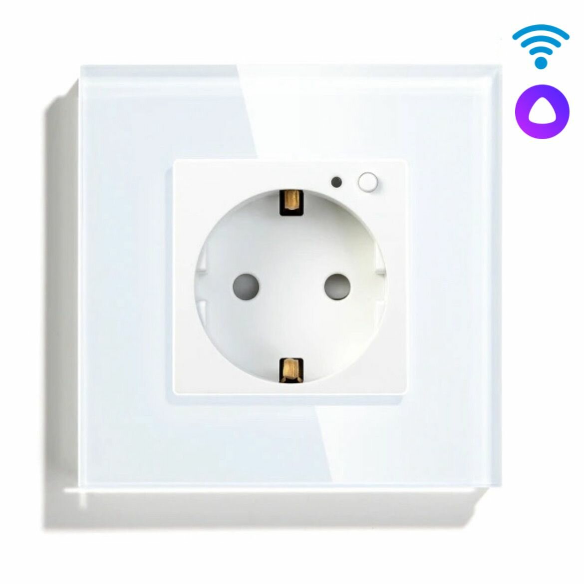 Розетка Wi-FI 1 пост, 16А рамка стекло 86х86мм цвет белый
