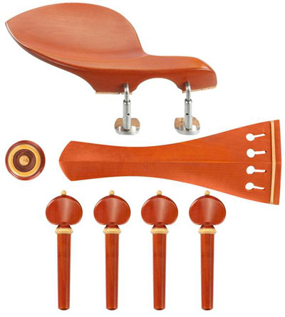 Viola accessory set Acura Meister Ultimo AS-ASGHL222 - Ultimo grade viola accessory set of boxwood with boxwood trim. Heart pegs, Hill tailpiece, Guarneri chin rest with English mount and inSight end pin.