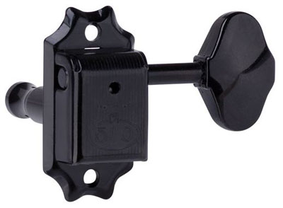 Guitar machine heads Gotoh SD510-SLB-B - Guitar machine heads with 1:15 placement, standard peg, 1:15 ratio and SLB handles, B finish, black