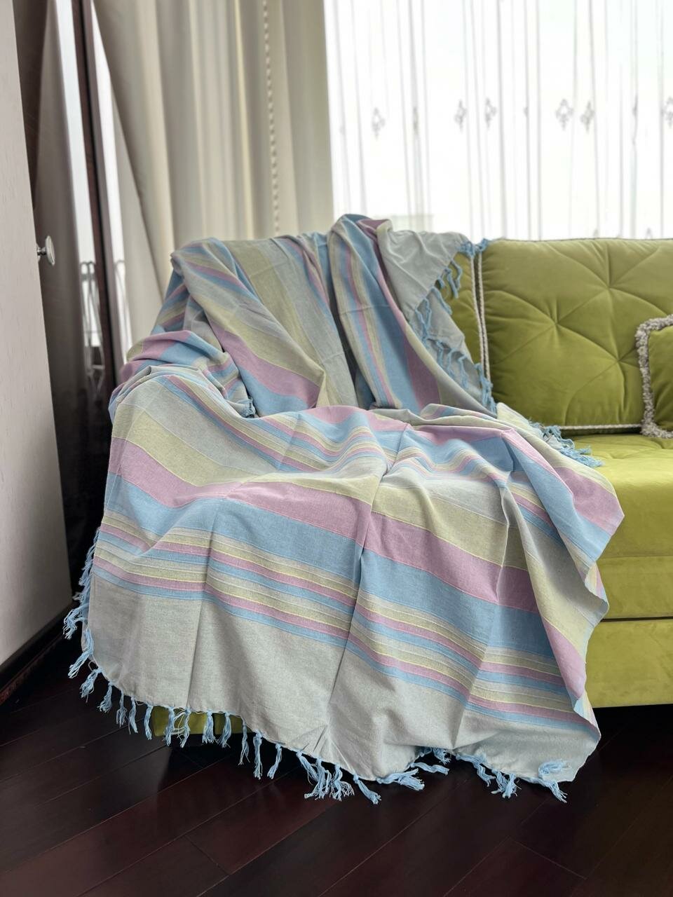 Покрывало-накидка Neemantika Премиум чистый хлопок 100% Индия, 225*250, Фиолетовый (oxan)