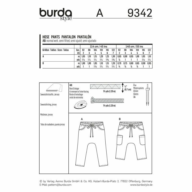 Выкройка Burda 9342 - Штаны — фото 1