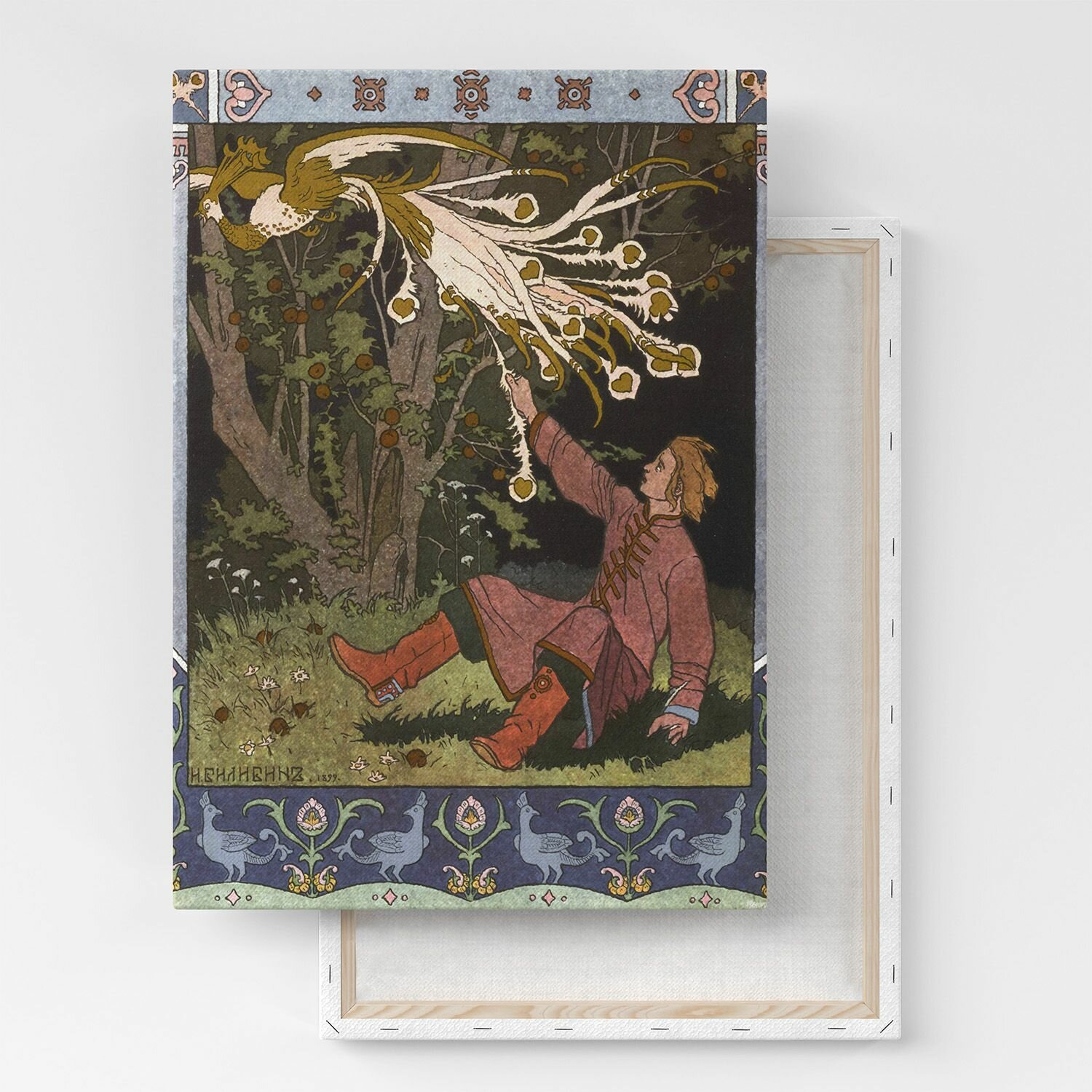 Картина на холсте, репродукция / Иван Билибин - Жар-птица и Серый волк / Размер 40 x 53 см