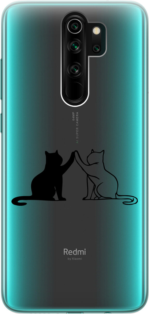 Силиконовый чехол на Xiaomi Redmi Note 8 Pro, Сяоми Редми Ноут 8 Про с 3D принтом "Cats" прозрачный