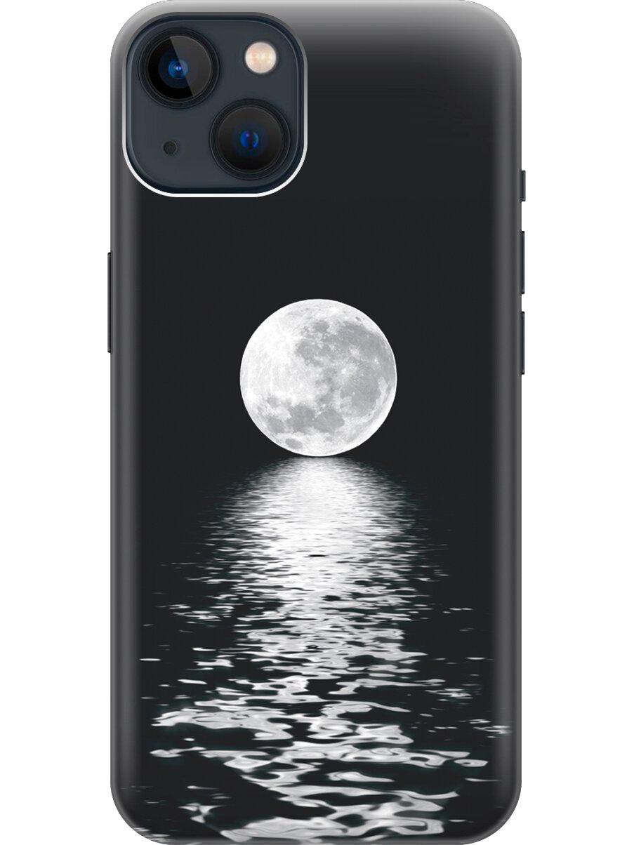 Силиконовый чехол на Apple iPhone 13 / Эпл Айфон 13 с рисунком "Луна над морем"