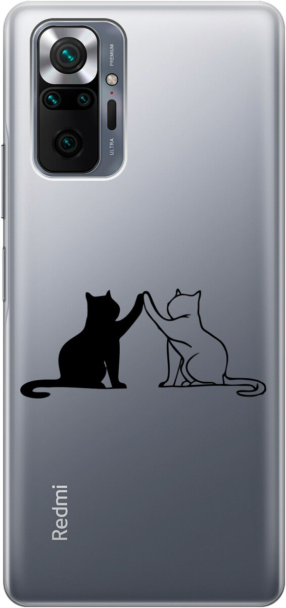 Силиконовый чехол на Xiaomi Redmi Note 10 Pro, Сяоми Редми Ноут 10 Про с 3D принтом "Cats" прозрачный