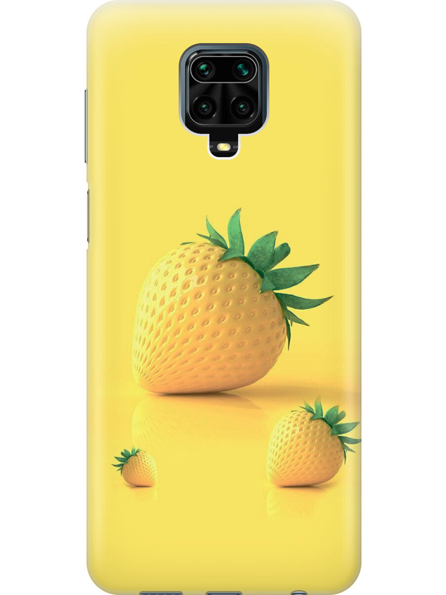Силиконовый чехол на Xiaomi Redmi Note 9s, Note 9 Pro, Сяоми Редми Ноут 9с, Ноут 9 Про с принтом "Желтая клубника"
