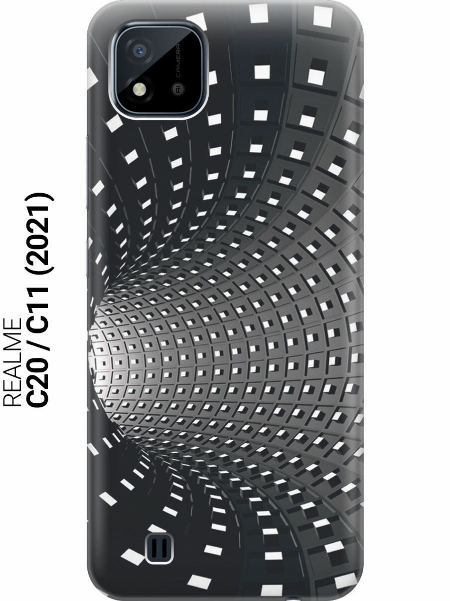 Силиконовый чехол на realme C20, C11 (2021), Рилми С20, С11 (2021) с принтом "Черно-белый тоннель"