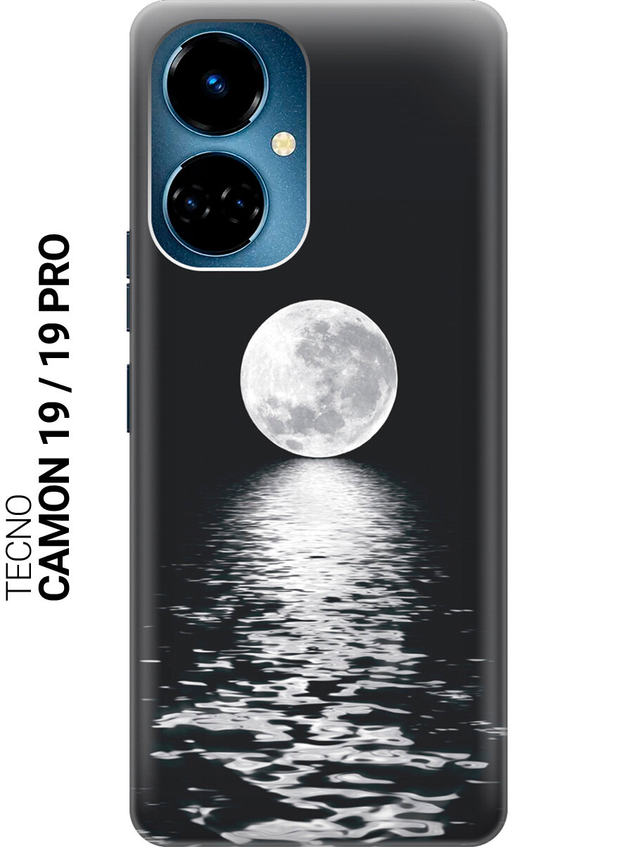 Силиконовый чехол на Tecno Camon 19 / 19 Pro / Техно Камон 19 / 19 Про с рисунком "Луна над морем"