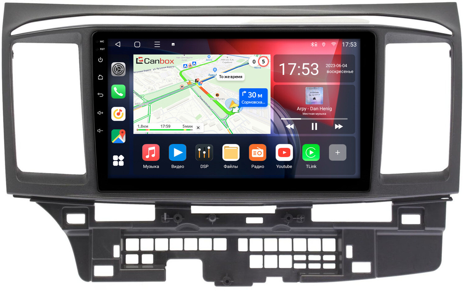 Штатная магнитола Mitsubishi Lancer 10 2007-2017 Canbox L-Line 4167-9-MI113N на Android 10 (4G-SIM, 3/32, TS18, DSP, QLed)